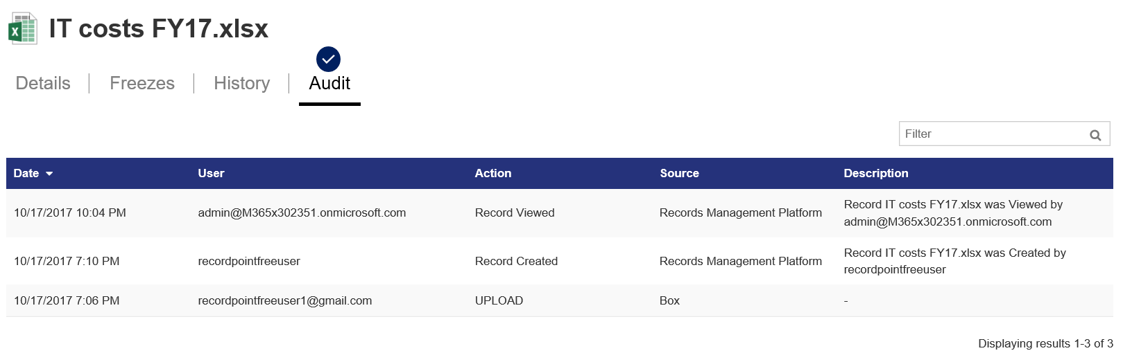 Auditing – RecordPoint